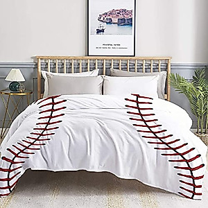 RICKYOUNG Baseball Style Flannel Lightweight Blankets Quilt Plush Fleece Soft Bedding Throw Blanket for Couch and Bed 80"x60" for Adult