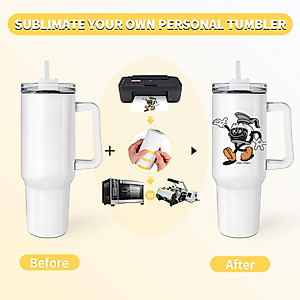 FECBK 40 oz Sublimation Tumbler with Handle and Straw Keeps Cold for 34 Hours 8 Pack Stainless Steel Double Wall Vacuum Insulated Travel Mug Cup Tumblers Bulk Sublimation Blank White