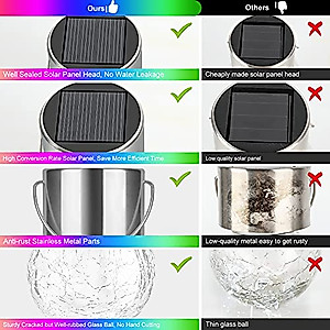 12Pack Outdoor Hanging Solar Lights - Cracked Glass Solar Lights Waterproof LED Decorative Ball Lights Tree Solar Powered Globe Lights with Hook for Garden Yard Fence Christmas Decoration, Multicolor