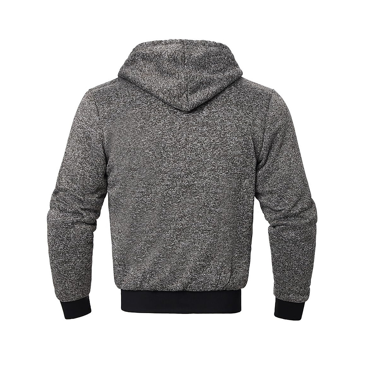 Plus Size S-5XL Marled Fleece Hoodie for Men Heavyweight Sherpa Lined Full Zip Up Big&Tall Long Sleeve Winter Jacket Coat(Dk.Grey, 5XL)