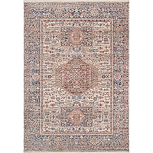 nuLOOM Ari Worn Medallion Area Rug, 6' 7" x 9', Beige