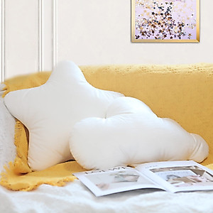 YRXRUS Star Pillow, White Star Shaped Throw Pillow, Soft Velvet 18x18 Inches Cute Pillow for Living, Bedroom Decorative, Birthday Gift for Women Girl Kids