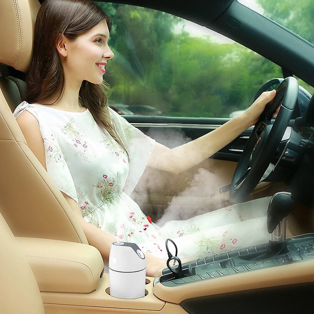 HandFun Mini Humidifier-Battery Operated 480ml Cordless Portable Small Humidifier USB Rechargeable Personal Desktop Humidifiers With Night Light & 4 Spray Modes for Car, Baby, Plants (White, 2600mAh)