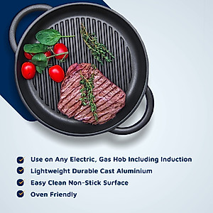 The Whatever Pan Cast Aluminum Griddle Pan for Stove Top - Lighter than Cast Iron Skillet Pancake Griddle with Lid - Nonstick Stove Top Grill 10.6" Diameter by Jean Patrique