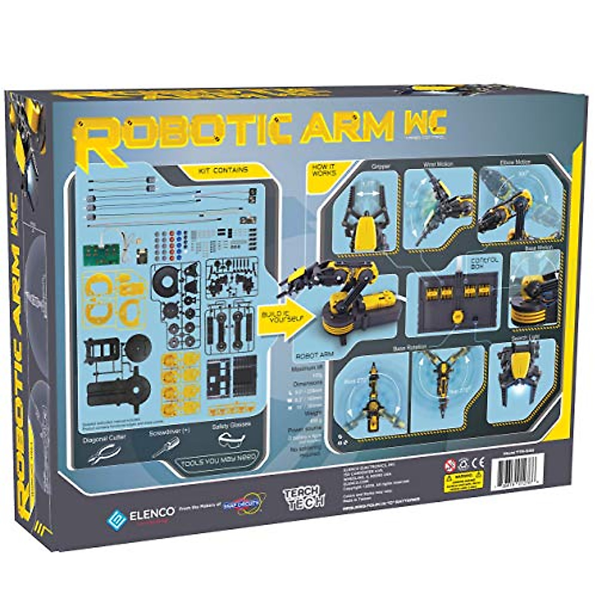 Elenco Teach Tech “Robotic Arm Wire Controlled”, Robotic Arm Kit, STEM Building Toys for Kids 12+