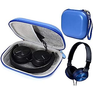 WGear Headphone Case for Sony MDRZX110NC Noise Cancelling Headphones, MDRZX110, ZX300, ZX310, ZX400, XB200, ZX102DPV; Sennheiser HD219, HD229, HD239, HD218, Accessories Pocket (Blue)