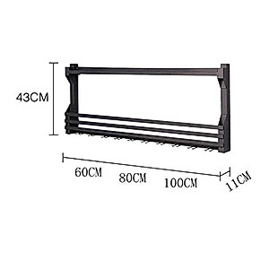 PIBM Stylish Simplicity Wine Shelf European Wrought Iron Wine Rack, Wall Hanging Wine Rack, Creative Restaurant Decoration Wine Cabinet, Black , 100CM