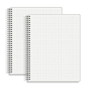 HULYTRAAT Large Graph Ruled Wirebound Spiral Notebook, 8.5 x 11 Inches, 1/4 Inch Grid (4 sq/in) Paper Pad, Premium 100gsm Ivory White Acid-Free Paper, 128 Squared/Grid Pages per Notebook (Pack of 2)