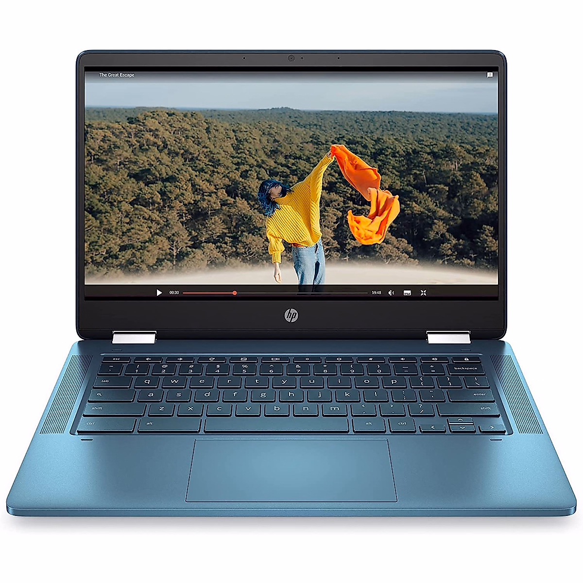 HP Newest Laptop X360 14a Chromebook 14" HD Touchscreen, Intel Quad Core N4120, 4GB DDR4 64GB eMMC WiFi HD Webcam Stereo Speakers Bluetooth 5.0 iSlik Pen Forest Teal (Renewed)