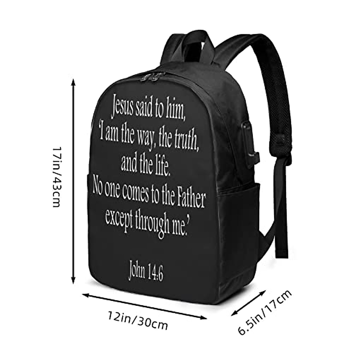 Jesus The Way Truth Life John 146 Christian Bible 17 in Laptop Backpack with USB Charging&Headphone Port Travel Business Bag