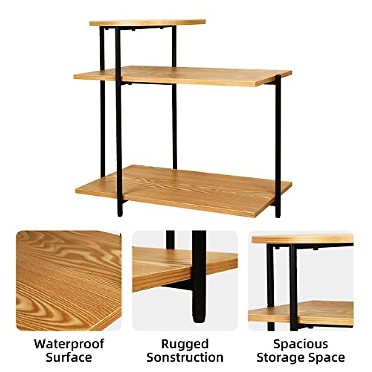 Babion Console Table with 1 Round table, Narrow Console Table Living Room, Entryway Table with 3-Tier Storage Shelves, Sofa Table/Living Room Tables for Couch, Hallway, Kitchen, Foyer