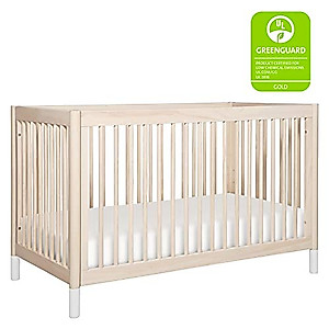 Babyletto Gelato 4-in-1 Convertible Crib with Toddler Bed Conversion in Washed Natural and White, Greenguard Gold Certified