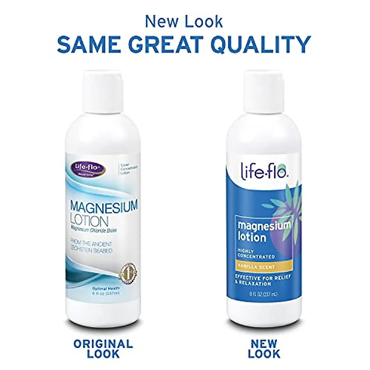LIFE-FLO Magnesium Lotion w/Concentrated Magnesium Chloride | Calms & Rejuvenates Muscles & Mind | Vanilla Scent (8 oz, 2 pk)