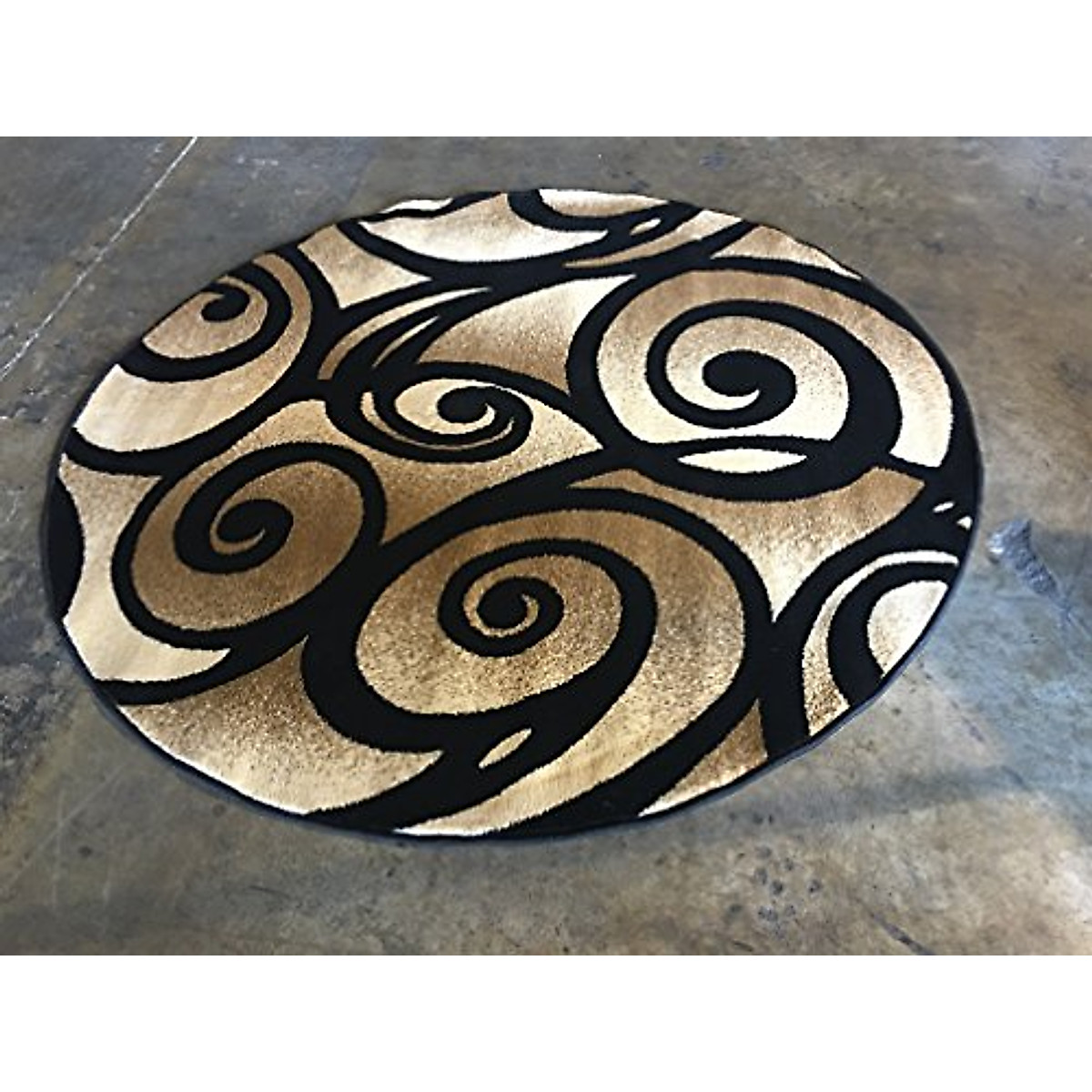Bellagio Modern Round Contemporary Area Rug Black Carpet King Design 341 (5 Feet 3 inch X5 Feet 3 Inch )