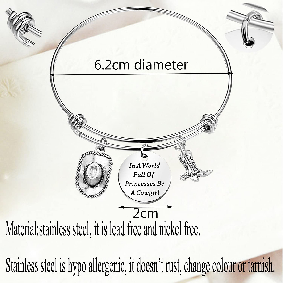 bobauna Cowgirl Boot Bracelet Country Western Jewelry In A World Full Of Princesses Be A Cowgirl Equestrian Gift (cowgirl bracelet)