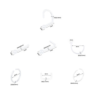 Oveta Clear Piercing Retainers Flexible Bioflex 14G 16G 20G Nose Belly Button Ring Lip Labret Piercings Retainer Eyebrow Tongue Barbells Cartilage Tragus Earrings Retainer (40pcs)