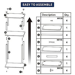 CRAFTFORCE Clear Acrylic Side Table, 3-Tier Acrylic End Table for Living Room, 15.4 L x 11.8" W x 23.4" H Acrylic Nightstand Bedside Table for Bedroom, Multifunctional Modern Design Home Accent Table