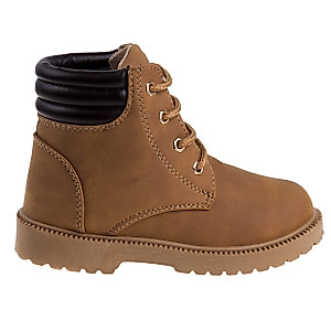 Rugged Bear Kids Hiking Outdoor Waterproof Lace-up Comfort Urban Styled Boots - Tan (size 1 Big Kid)
