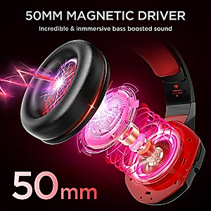 Foyose Gaming Headset for PS4 PS5 Xbox one PC, PS4 Headset with Noise Cancelling Mic, Soft Memory Earmuffs for Mac Laptop (Black RED), (YZ-US-GM2R)