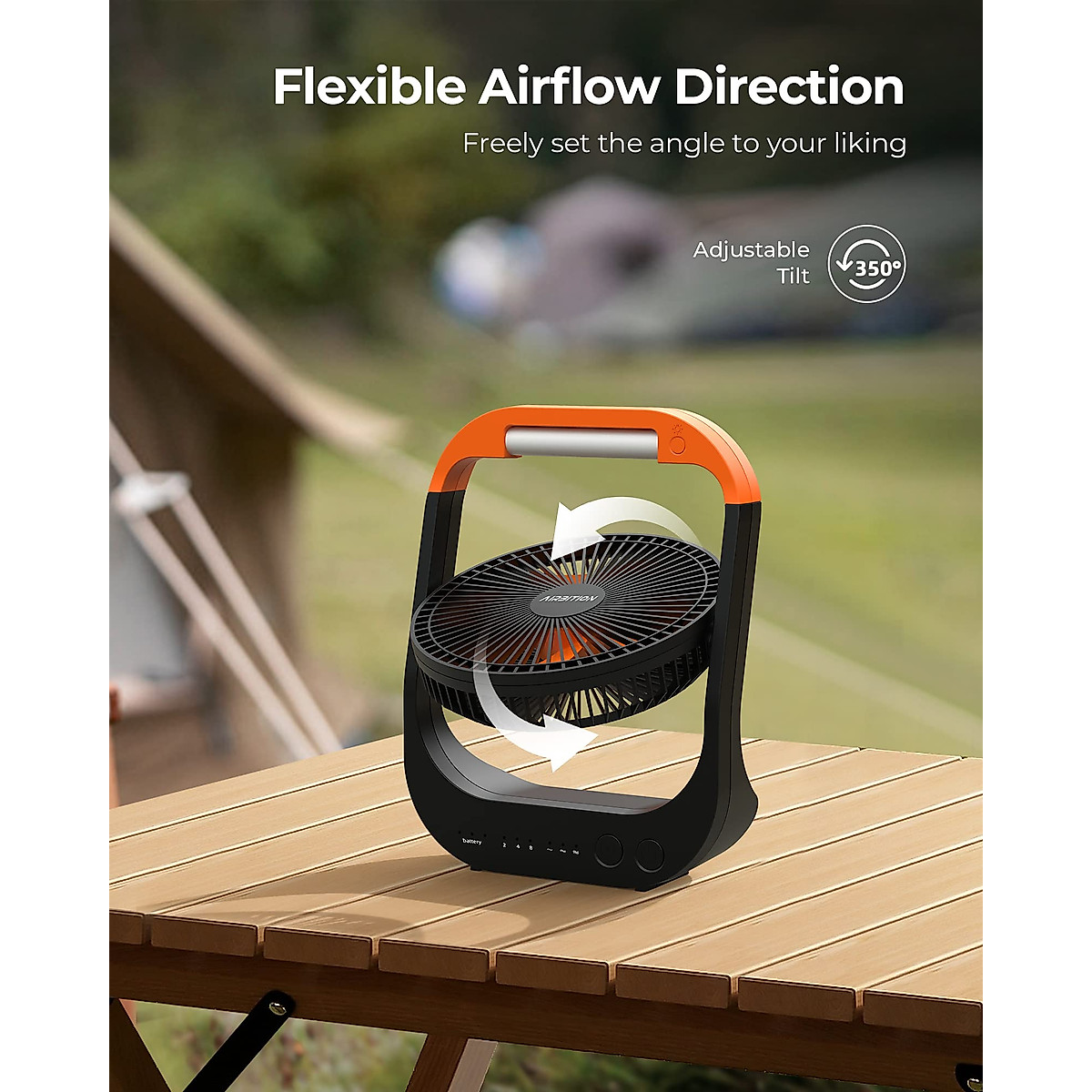 20000mAh Camping Fan with LED Lantern, 8 Inch Portable Tent Fan with 4 Speeds, Rechargeable Battery Fan for Fishing, Outdoor, Hurricane