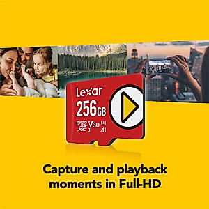 Lexar 256GB PLAY microSDXC Memory Card, UHS-I, C10, U3, V30, A1, Full-HD & 4K Video, Up To 160/100 MB/s, Expanded Storage for Nintendo-Switch, Gaming Devices, Smartphones, Tablets (LMSPLAY256G-BNNNU)