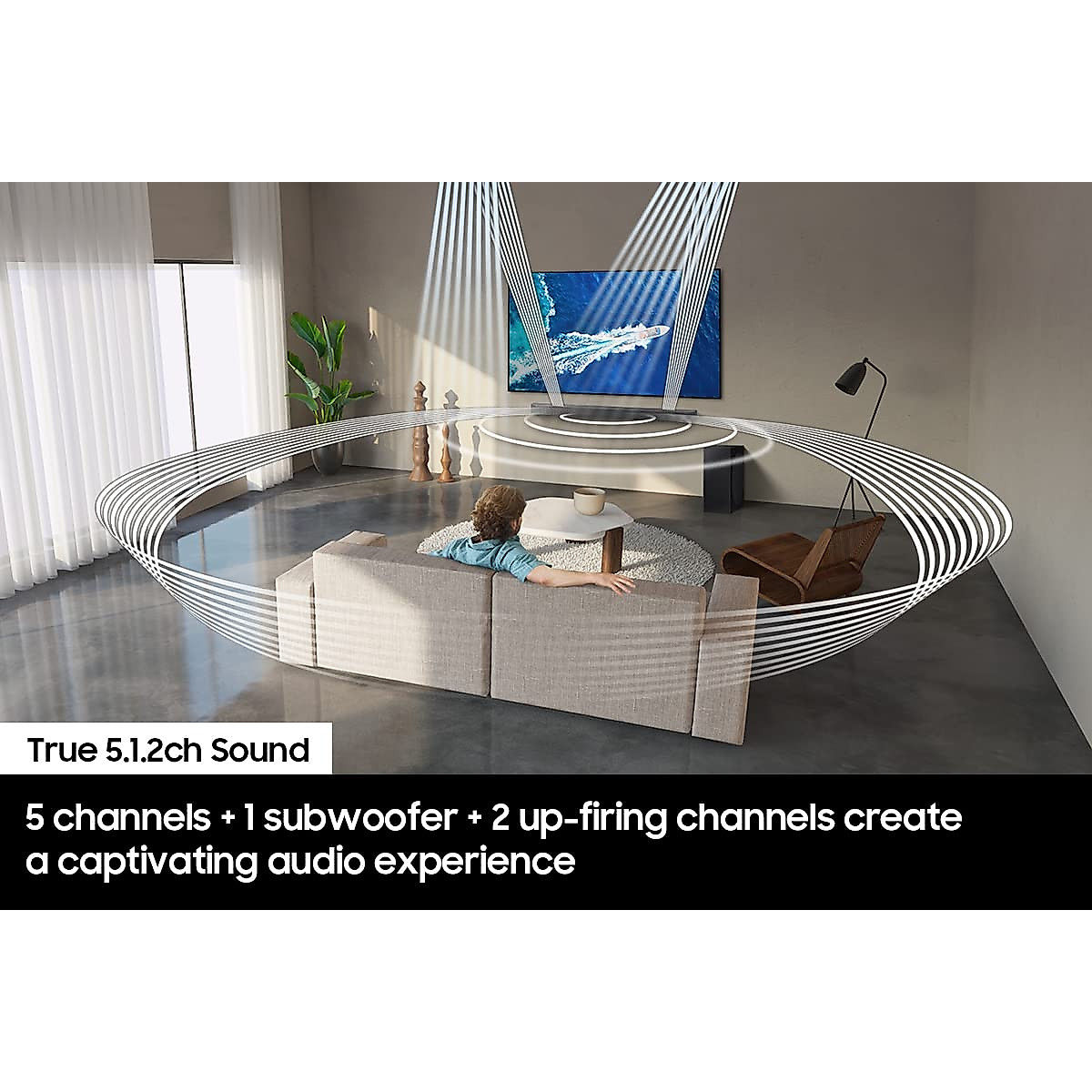 SAMSUNG HW-Q800B/ZA 5.1.2ch Soundbar w/ Wireless Dolby Atmos, DTS:X, Q Symphony, SpaceFit Sound, Built In Voice Assistant, AirPlay 2, Game Pro Mode, Tap Sound, 2022