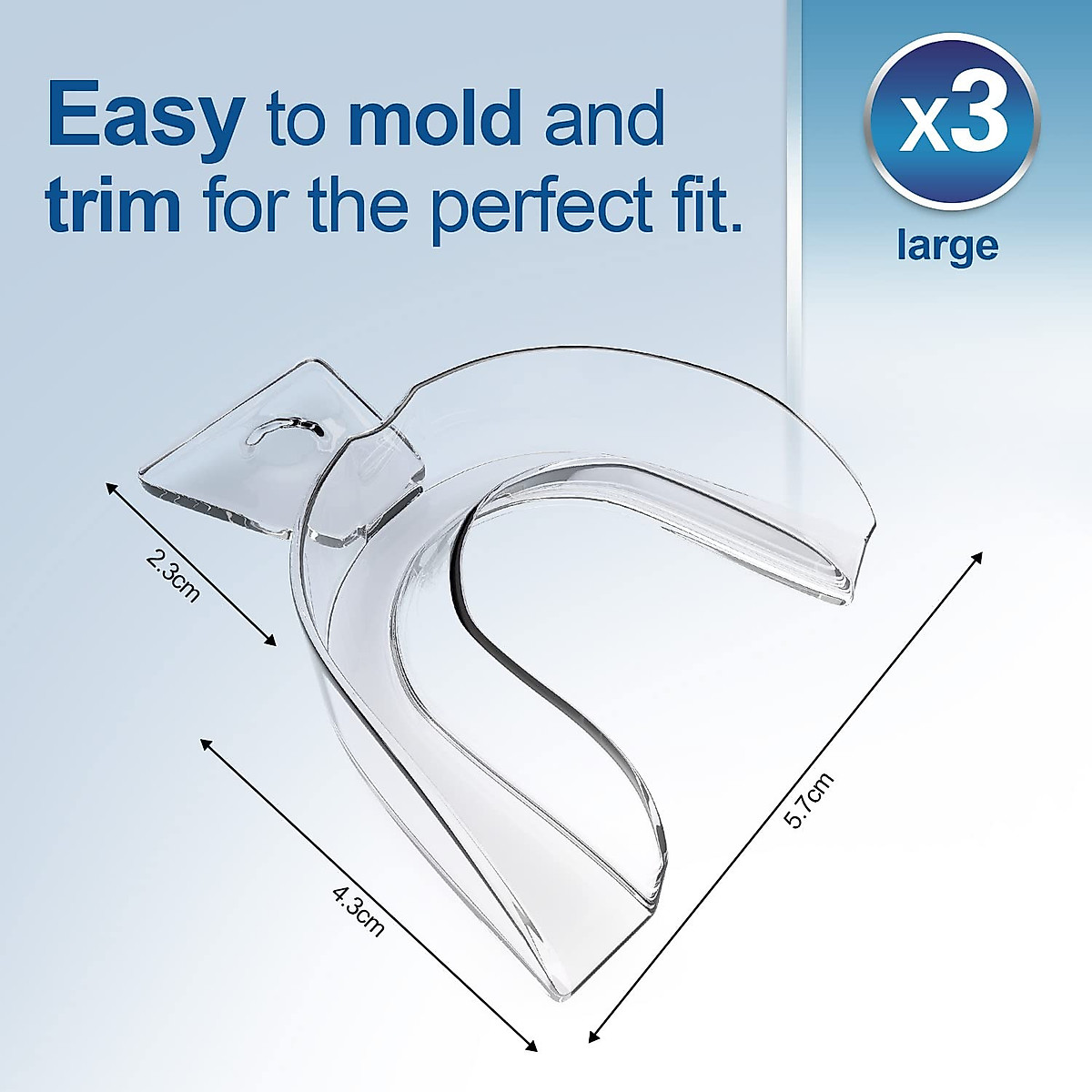 EZGO Teeth Whitening Trays, BPA Free Moldable Mouth Trays, Custom Fit, Comfortable, Trimmable Mouth Guard, Used on Teeth Grinding, Teeth Whitening, and Sports Campaign (3 Trays)