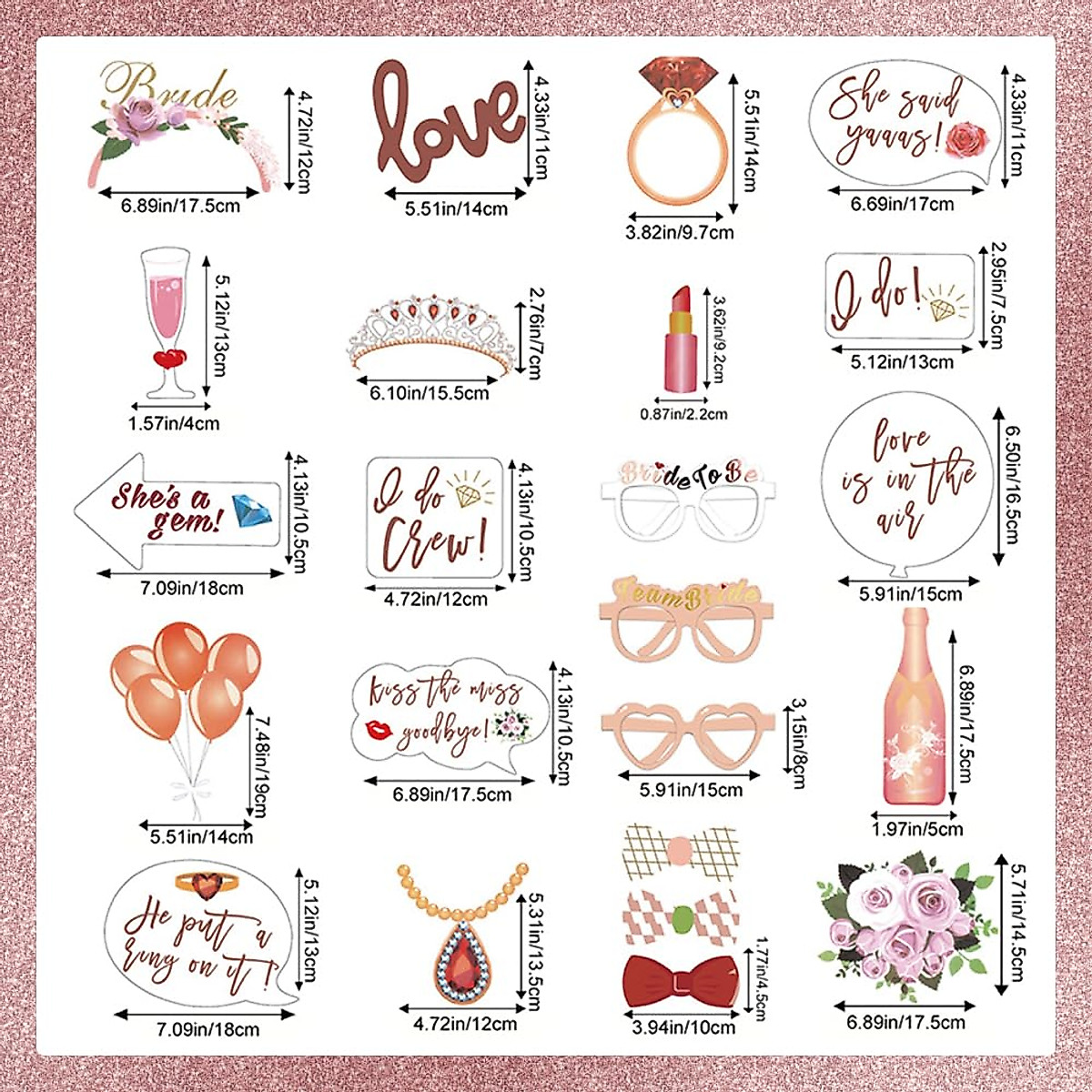 Bachelorette Party Decorations - Rose Gold Bride to be Decorations Wedding Whower Decorations Set Engagement Party with Foil Curtain ,Balloons, Photo Props, 92 Pcs Bridal Shower Decorations Supplies