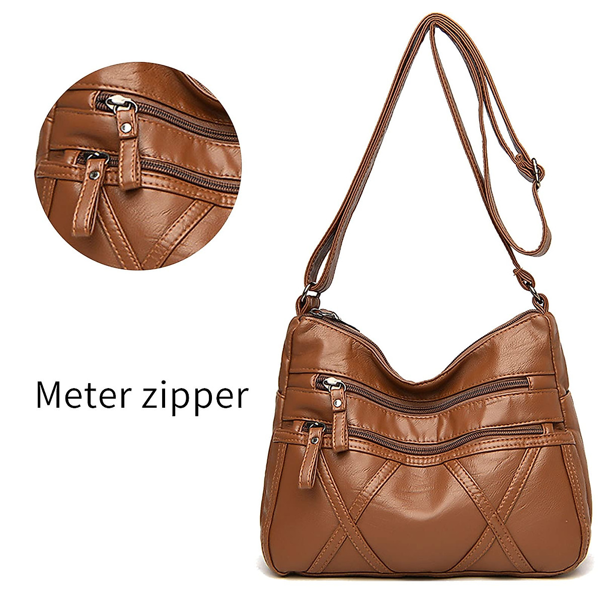 SENYUNI Ladies Handbags Soft PU Leather Crossbody Bags for Women Multi Pocket Waterproof