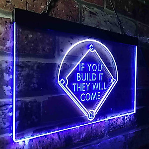 ADVPRO If You Build it They Will Come Baseball Court Dual Color LED Neon Sign White & Blue 16 x 12 Inches st6s43-i3747-wb