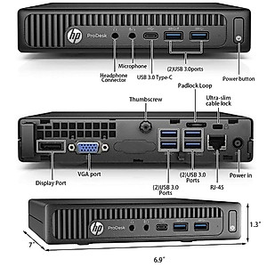 HP ProDesk 600 G2 Refurbished Tiny Desktop Computers Mini PC,i7 Micro 16GB Ram 512GB SSD,AX210 Built-in WiFi,Dual Monitor Support,HDMI,VGA,DP,Win10 Pro,Wireless K&M Brand TJJ Mouse Pad(Renewed)
