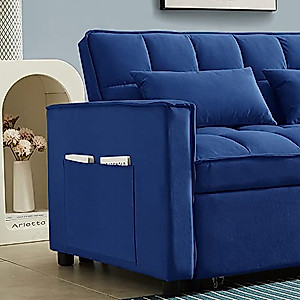 HABITRIO Modern 55.2" Pull Out Sleep Sofa Bed 2 Seater Loveseats Sofa Couch with Adjsutable Backrest and Lumbar Pillows for Apartment Office Living Room