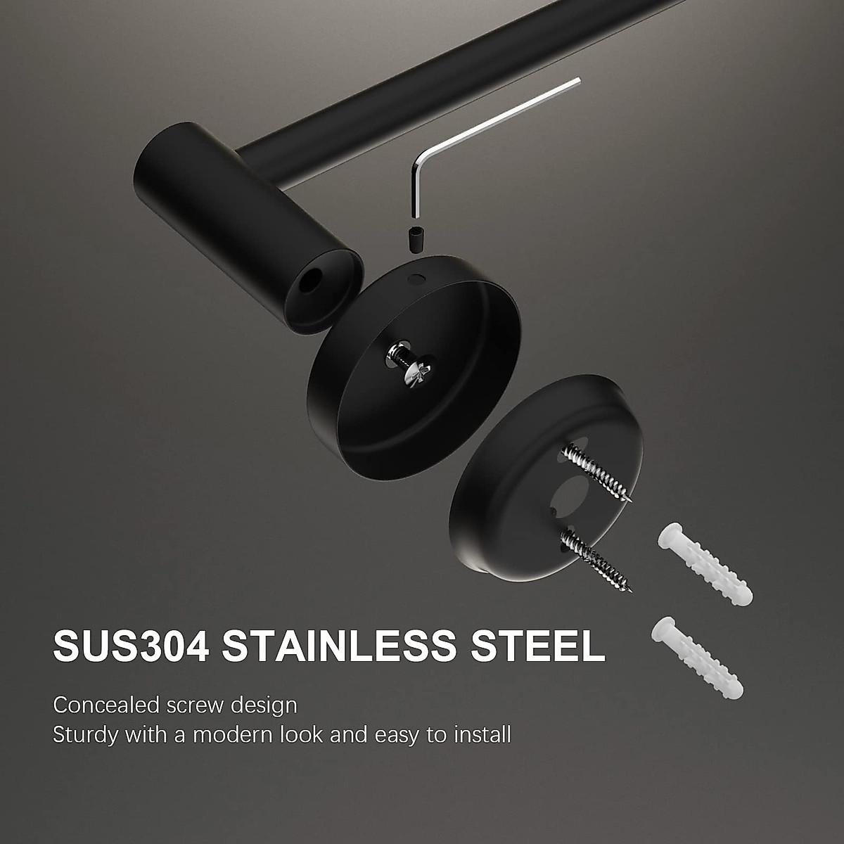 2 Pack Adjustable 16 to 27.6 Inch Single Towel Bar, iMomwee Oil Rubbed Black Finished SUS304 Stainless Steel Bathroom Towel Rod, Wall Mount Towel Rail with S Hooks for Kitchen Washroom (1" Diameter)