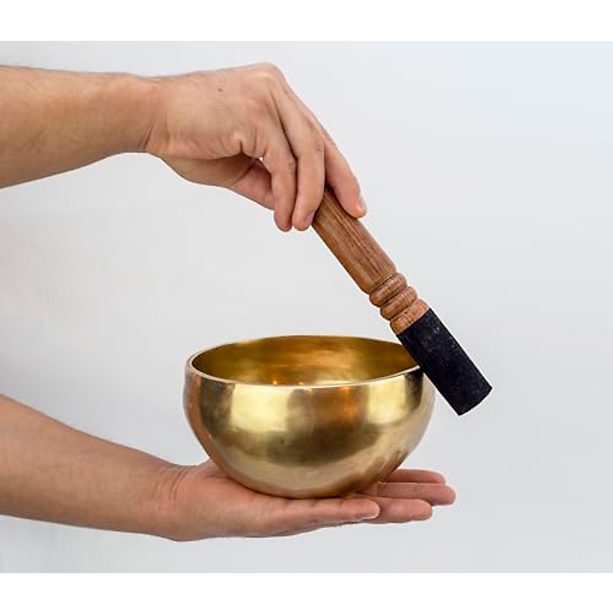 6-Inch Handmade Tibetan Singing Bowl ~ Superb B Crown Chakra Balancing ~ Best use for Meditation, Sound Healing, Cleansing, Mindfulness & Relaxation ~ Cushion & Sueded Leather wooden Mallet included