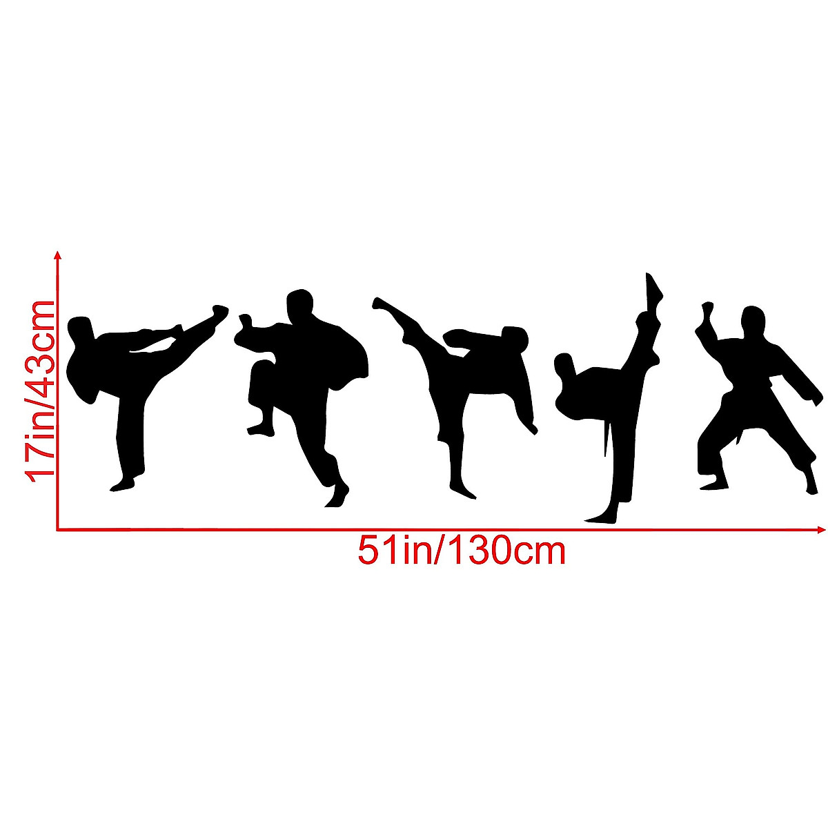 Amaonm Creative Vinyl Sport Taekwondo Wall Decor Taekwondo Player Silhouette Wall Decals Removable DIY Baby Nursery Bedroom Living Room Home Wall Stickers Murals Wall Art 17"x51"