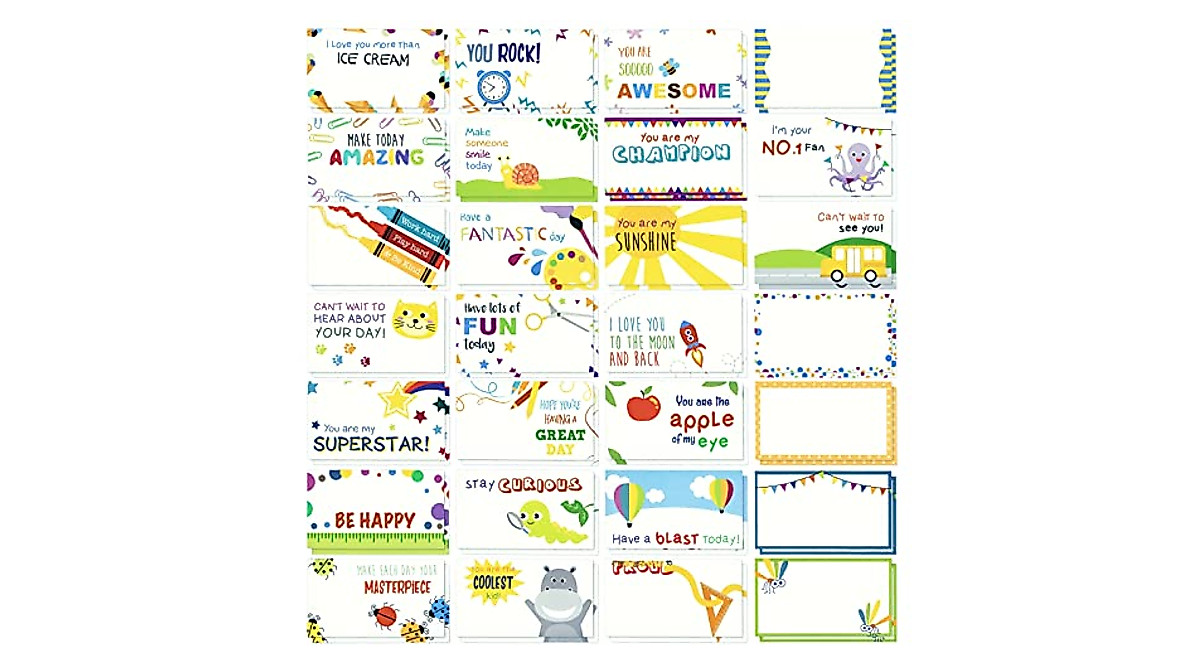 Motivational Lunch Box Notes for Kids - 60 Pack