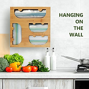 INPant ziplock Bag Storage Organizer For Kitchen Drawer, Bamboo Baggie Holder, Suitable for Gallon, Quart, Sandwich And Snack Variety Size Bags