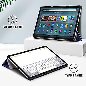 elitegadget Case for Amazon Fire Max 11 Tablet (13th Generation, 2023 Released) - Lightweight Trifold Stand Auto Wake/Sleep Folio Cover Case + 1 Screen Protector and 1 Stylus (Navy Blue)