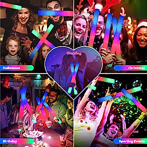 wellent 68 PCS LED Foam Glow Sticks, Bulk Glow Sticks, Glow in the Dark Party Supplies with 3 Modes Colorful Flashing, Neon Party Favors Supplies for Glow Party, Birthday, Wedding, Carnival, Concert