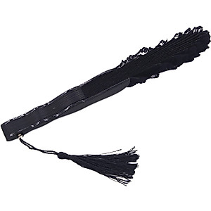 Womens Multi Color Handmade Cotton Lace Folding Hand Fan (Black-A) (Black-a)