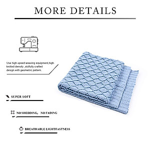 mimixiong Toddler Blankets Knitted Cellular Baby Blankets for Boys and Girls Blue 40x30 Inch
