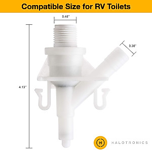 Halotronics Upgraded RV Water Valve Replacement Kit for Pedal-Flush Toilets - Compatible with Sealand Dometic 300, 301, 310, 311, 320, 321 (385311641) - Hardware Included - 2024 Model