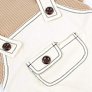 SELMAI Dog Outfits for Small Dogs Boy Summer Striped Shirts with Pants Jumpsuits One Piece Apparel for Cats Puppies Chihuahua Clothes Adorable Overalls for Medium Pets 4 Legs Spring Autumn Brown M