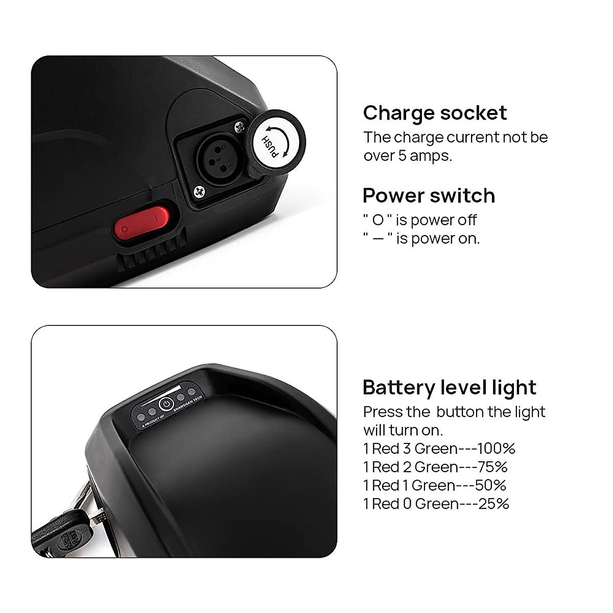 QWW 48V13AH 1400W Electric Bicycle Battery with Waterproof Bag and Charger