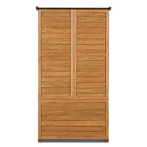 CIPACHO Outdoor Storage Cabinet, Wood Garden Storage Shed, Outside Vertical Shed with Latch and Removable Shelves, Outdoor 63 Inches Tall Shed for Yard and Patio