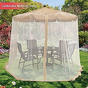 ABCCANOPY Upgrade 9FT-11FT Patio Umbrella Mosquito Netting Adjustable Mosquito Net with Zipper Door for Most Outdoor Market Table Umbrellas or Cantilever Offset Hanging Umbrellas (Beige)