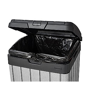 Keter Rockford Resin 38 Gallon Trash Can with Lid and Drip Tray for Easy Cleaning-Perfect for Patios, Kitchens, and Outdoor Entertaining, Grey