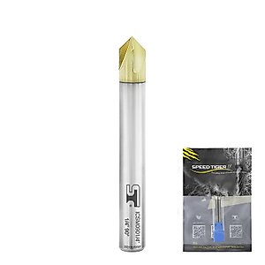 SPEED TIGER Chamfer End Mill - CNC Carving Bits, V Groove, 90 Degree, ICSM1/4"Shank 2"OVL (1 Piece, 1/4" 90°) - for Wood, Alloy Steels, Hardened Steels – Mill Bits Sets for DIYers & Professionals