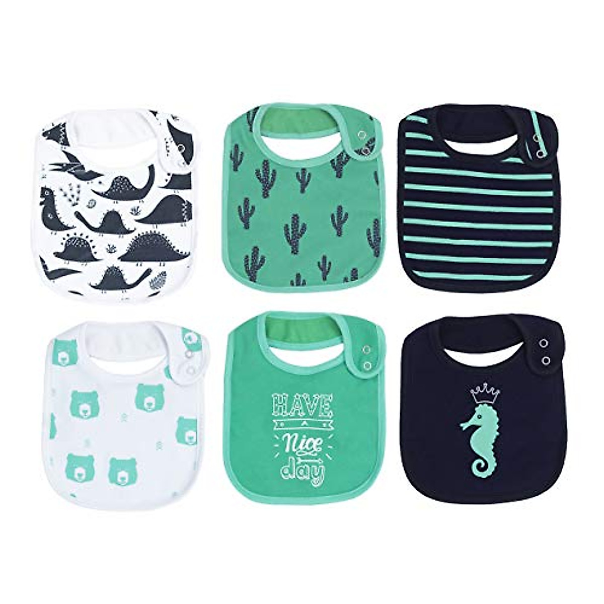 Maiwa Waterproof Cotton Baby Bibs for Boys for Drooling Teething Feeding 6 Pack