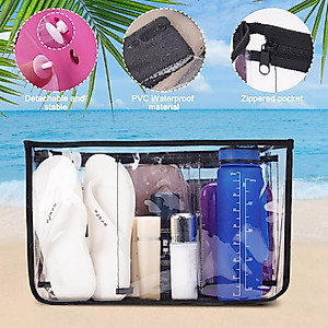 Fayayuan Clear Beach Bag Organizer Compatible with Original Bogg Bag X Large Size, Insert Divider Pouch Zipper for Bags Accessories,7 Pockets, Transparent & Black